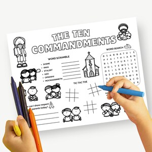 10 Commandments, Printable Bible Activity Placemat, Sunday School, Kids ...