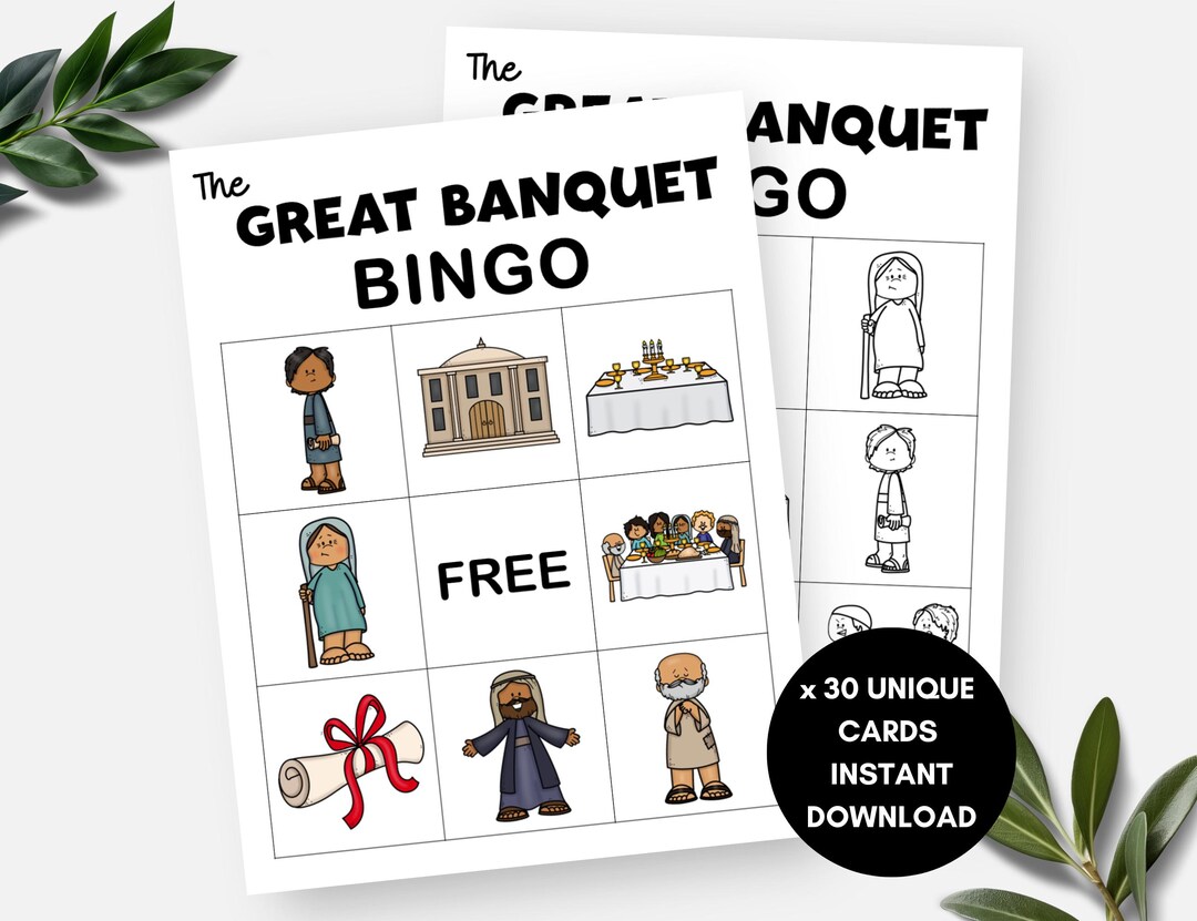 Parable of the Great Banquet, Bible Story Bingo Cards, Printable Sunday ...