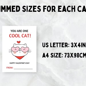 Cat Valentine Card, Fun School Valentine Gift Tags, Kids Classroom ...
