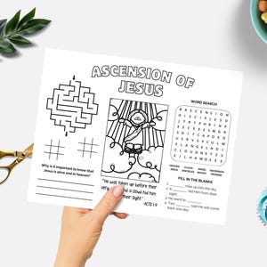 Ascension of Jesus, Printable Bible Lesson Activity Placemat, Sunday ...