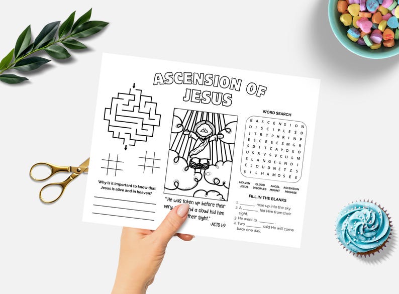 Ascension of Jesus, Printable Bible Lesson Activity Placemat, Sunday ...