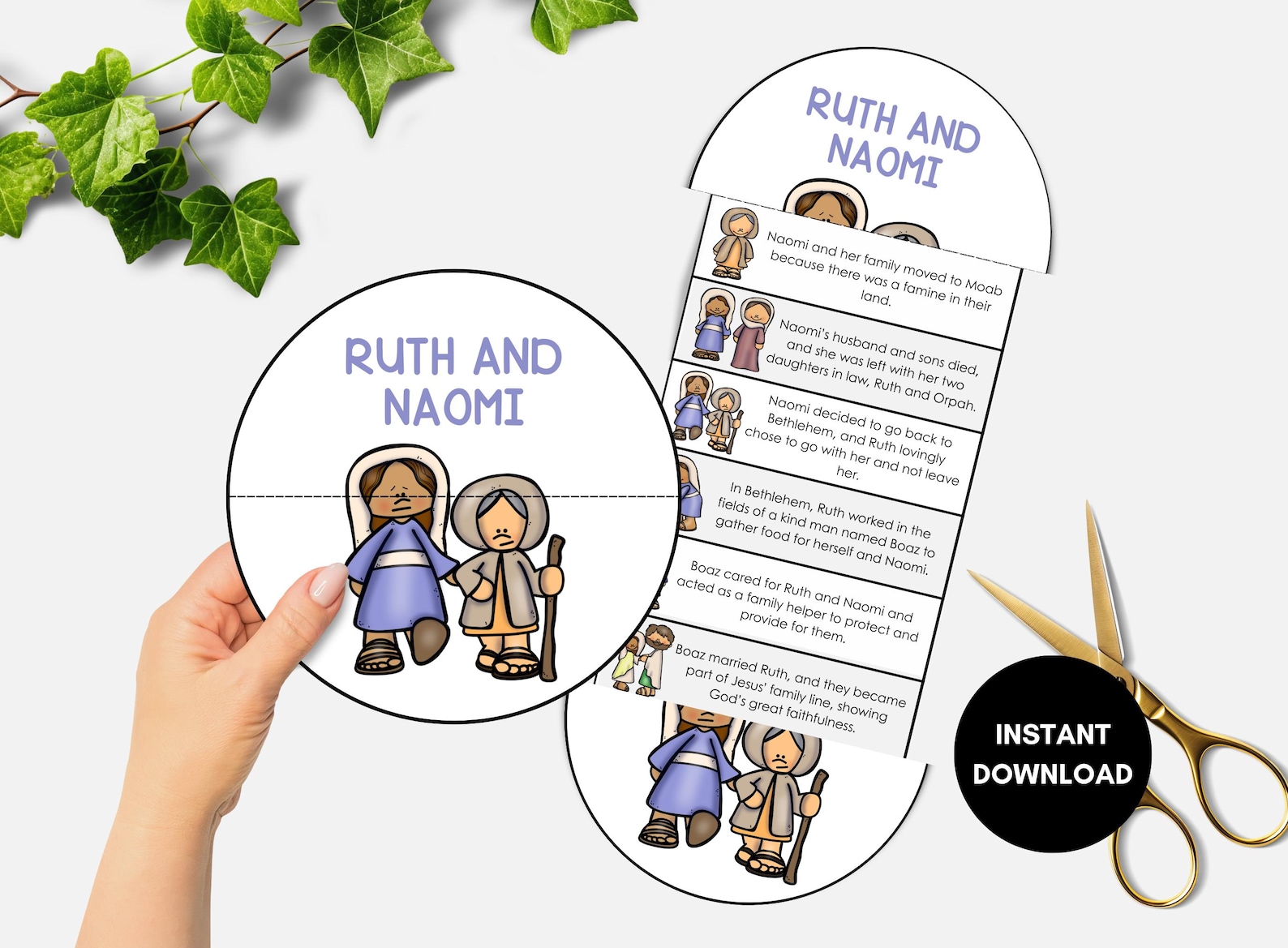 The Story of Ruth and Naomi, Folding Surprise Bible Craft Printable ...