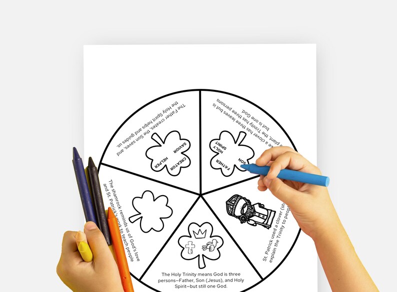 Shamrock Holy Trinity, Printable Christian St Patricks Coloring Wheel ...