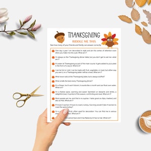 Thanksgiving Riddle Me This, Printable Thanksgiving Trivia Game, Family ...