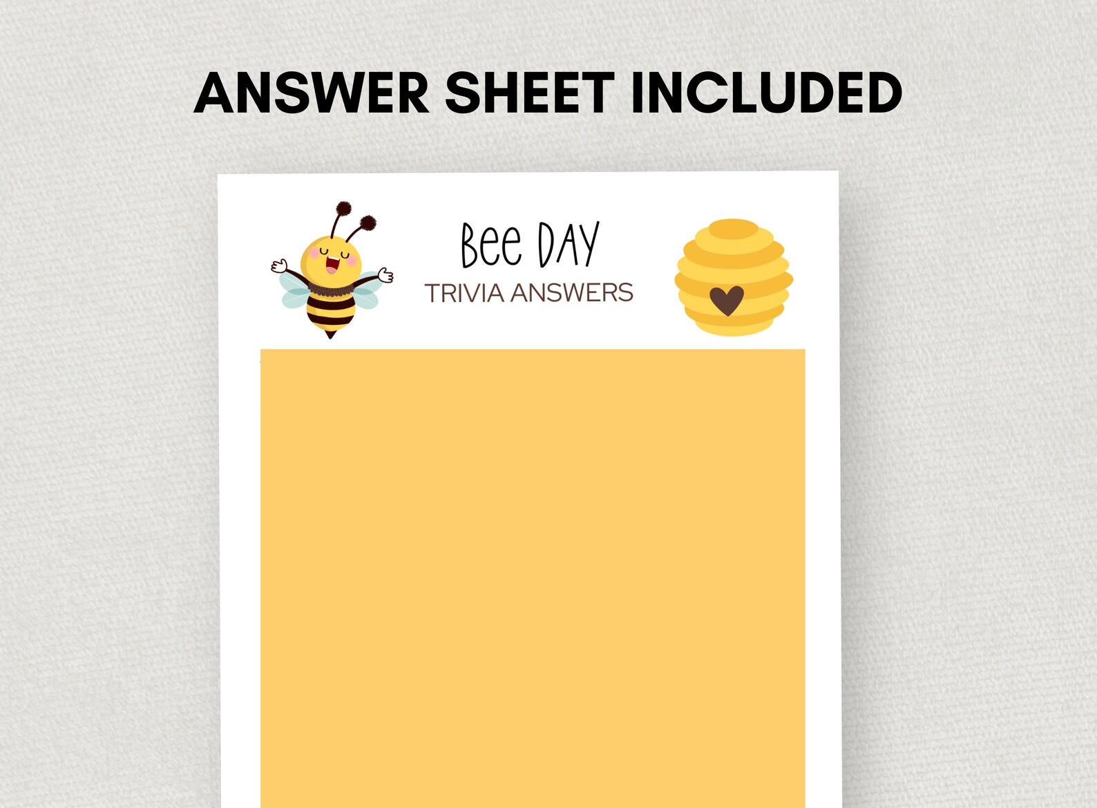 Bee Day Trivia, Fun Printable Party Game for Kids and Adults, Trivia ...