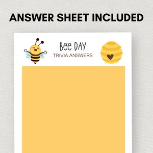 Bee Day Trivia, Fun Printable Party Game for Kids and Adults, Trivia ...