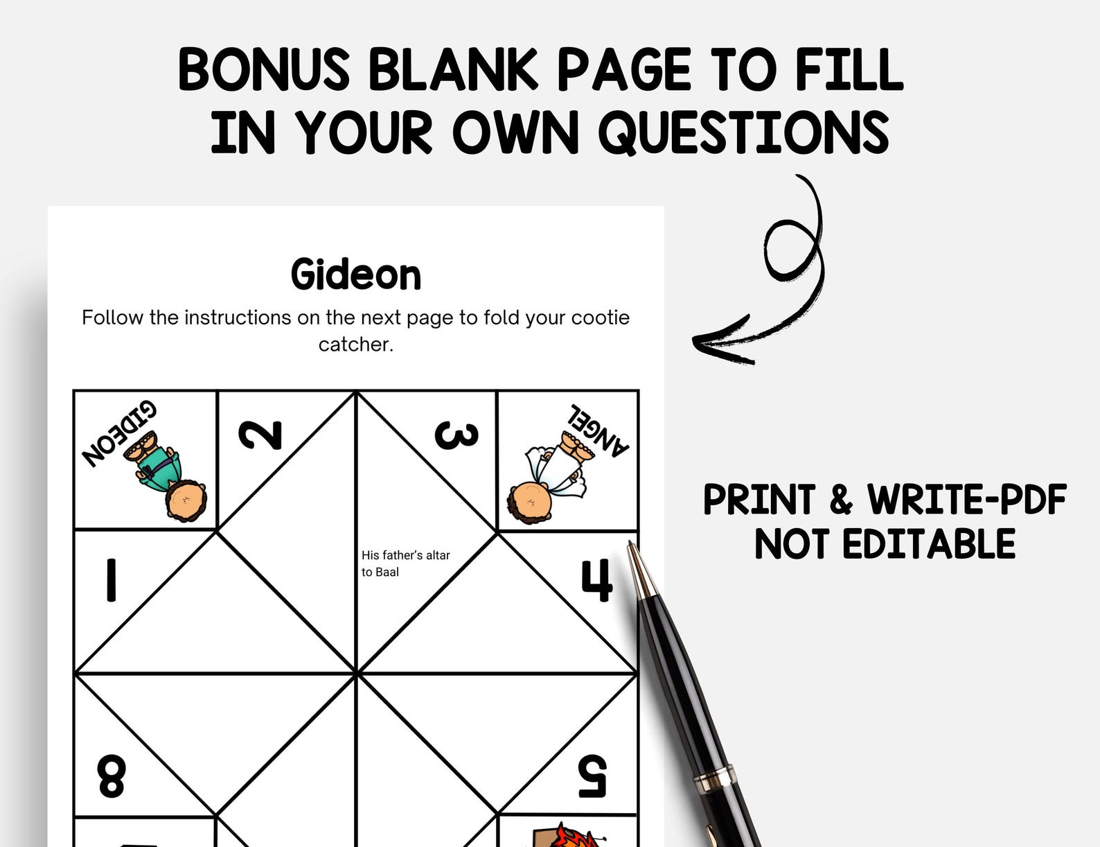 The Story of Gideon, Printable Bible Cootie Catcher, Sunday School ...