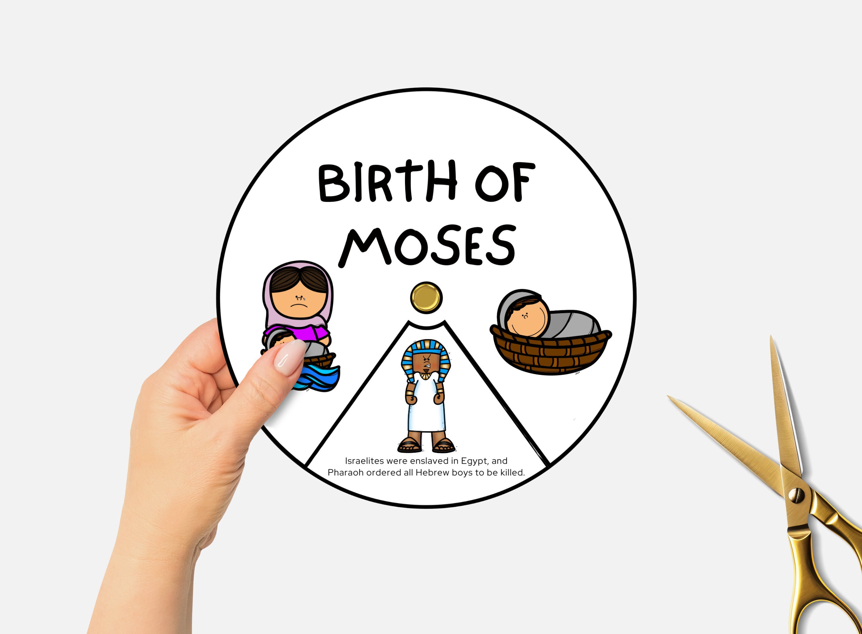 Birth of Moses, Printable Bible Coloring Wheel, Sunday School Craft ...