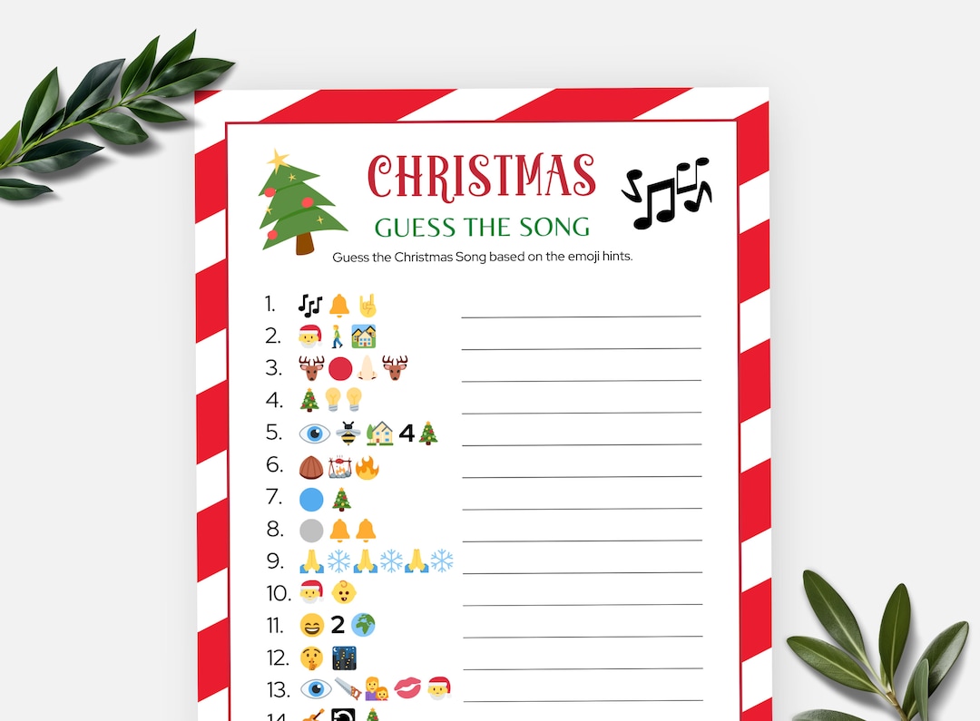 Christmas Song Game, Printable Holiday Activity, Fun Family Game Night ...