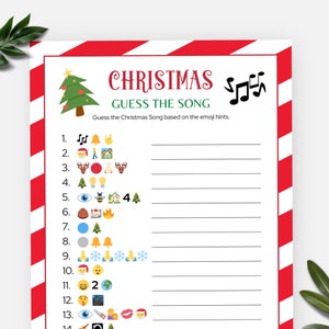 Christmas Song Game, Printable Holiday Activity, Fun Family Game Night ...