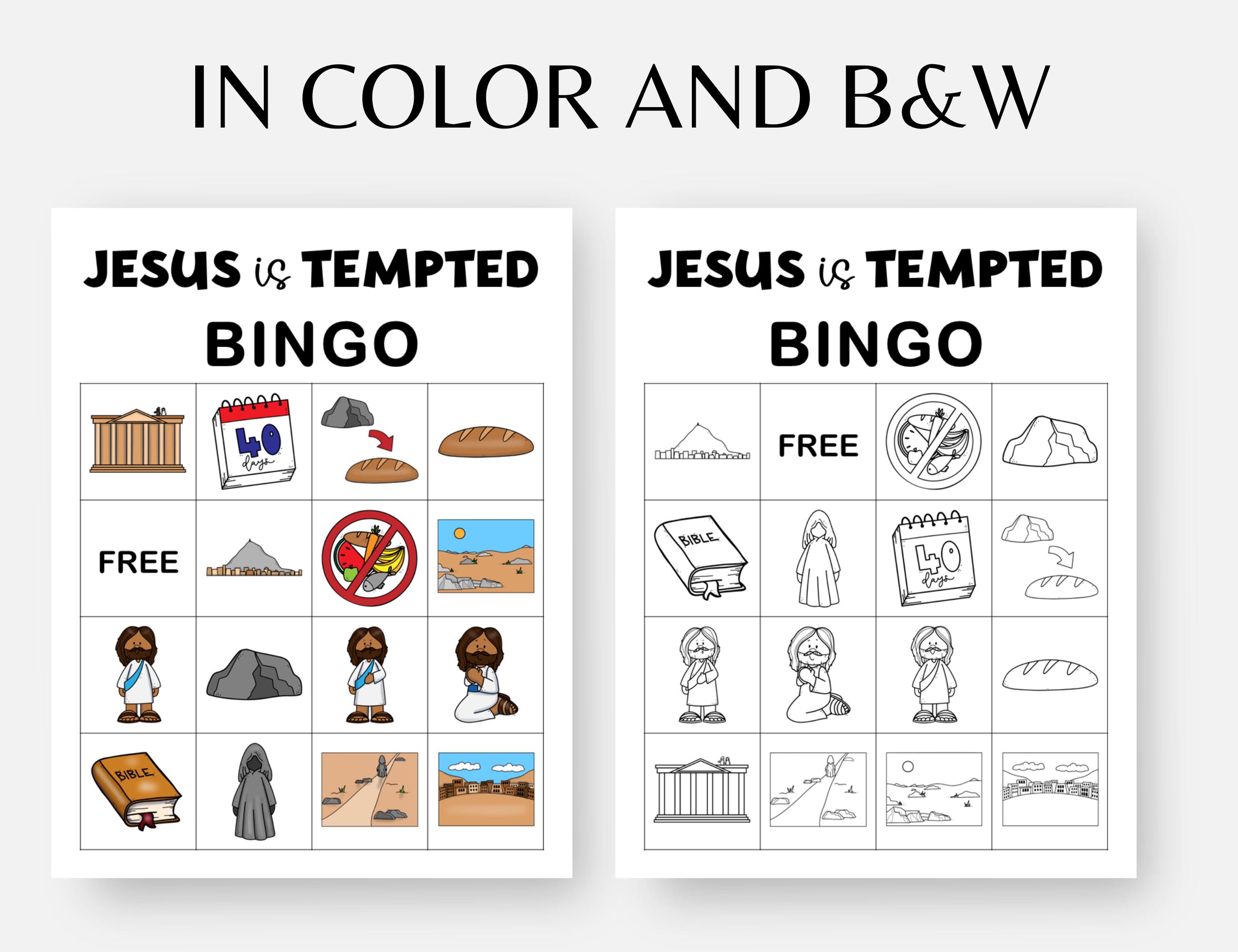 Jesus is Tempted in the Desert, Bible Story Bingo Cards, Lent Printable ...