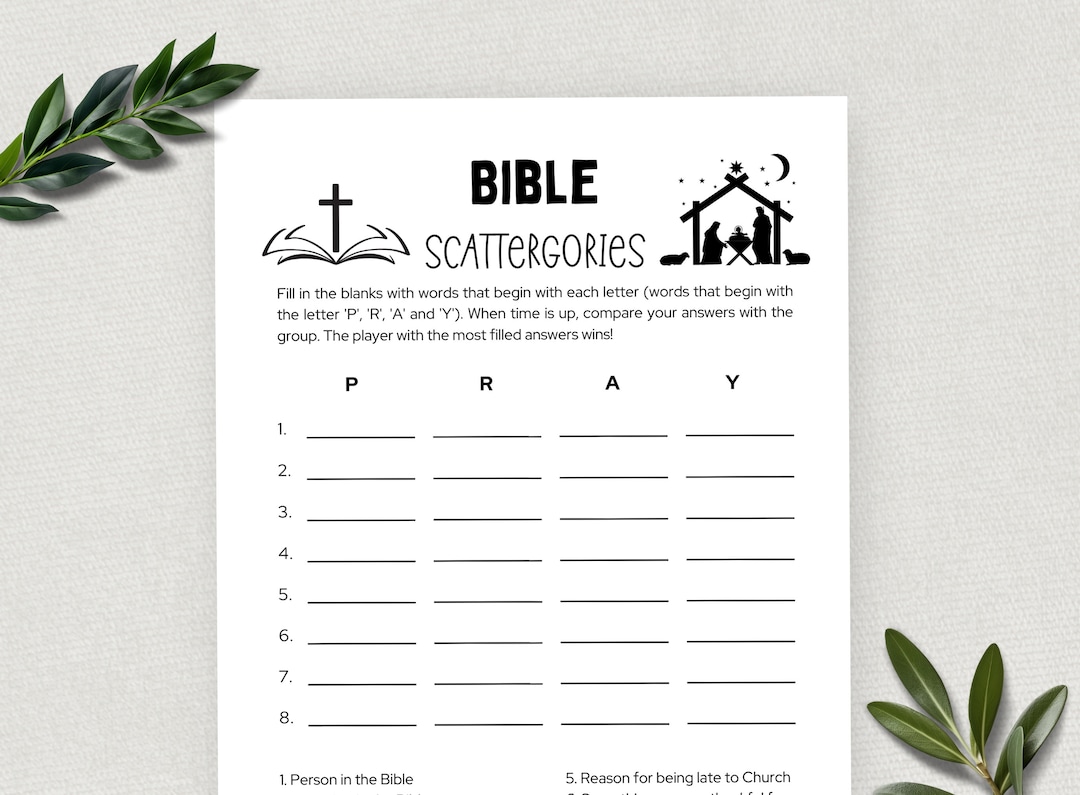 Printable Bible Scattergories, Bible Games, Fun Christian Youth Group ...