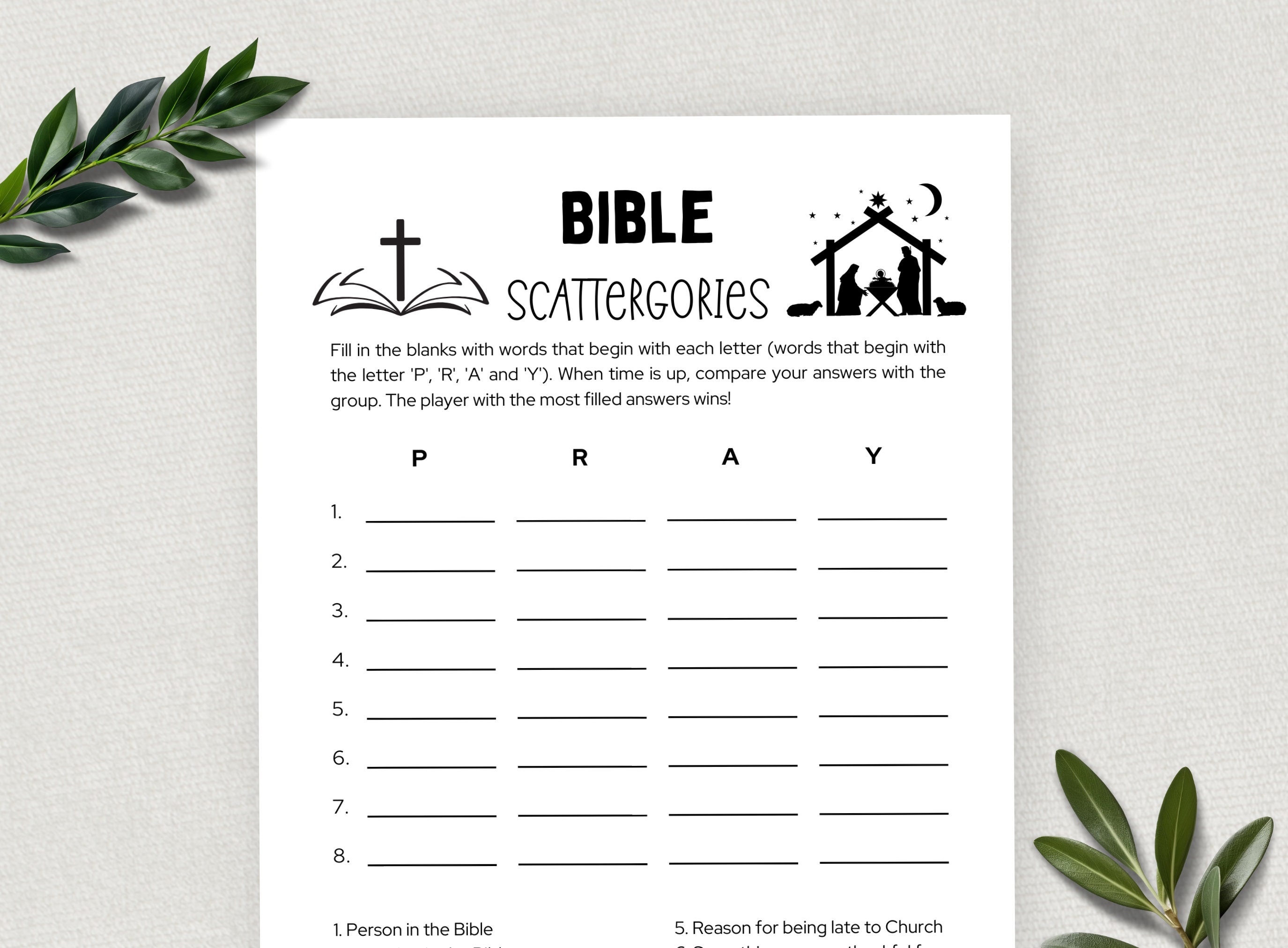 Printable Bible Scattergories, Bible Games, Fun Christian Youth Group ...