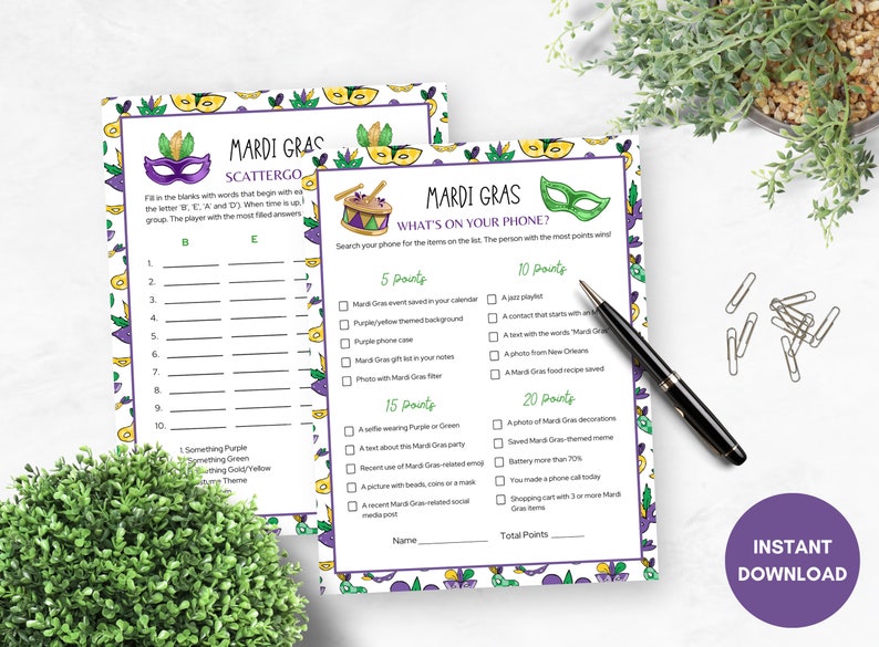 Mardi Gras Games, Fun Mardi Gras Printables for Kids and Adults, New ...