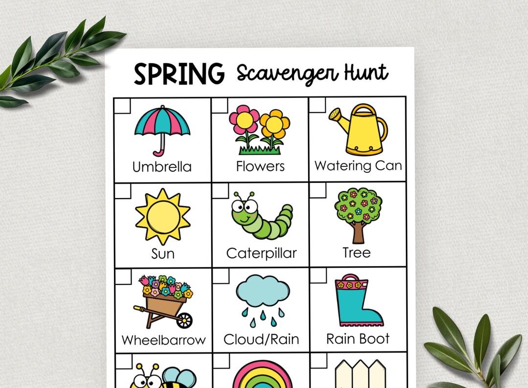 Spring Scavenger Hunt, Printable Outdoor Scavenger Hunt, Kids Scavenger ...