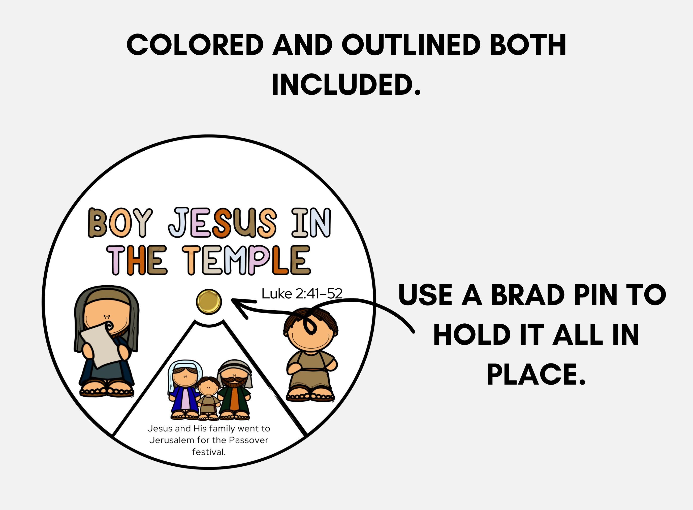 Young Jesus in the Temple, Printable VBS Lesson Coloring Wheel, Sunday ...