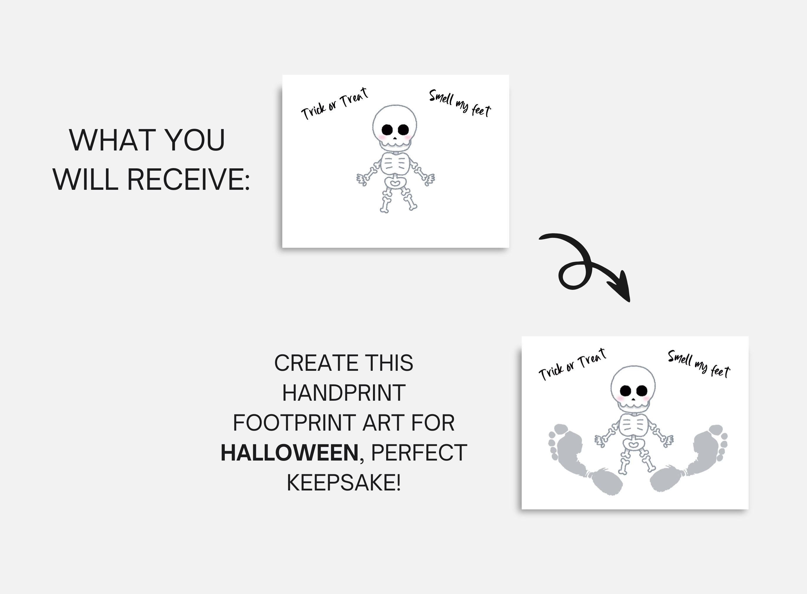Halloween Handprint Art, Skeleton Printable Baby Handprint Craft ...