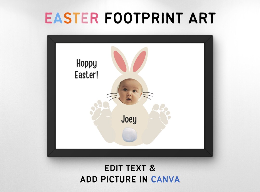 Easter Bunny Footprint Art, Hoppy Easter Craft, First Easter Printable ...