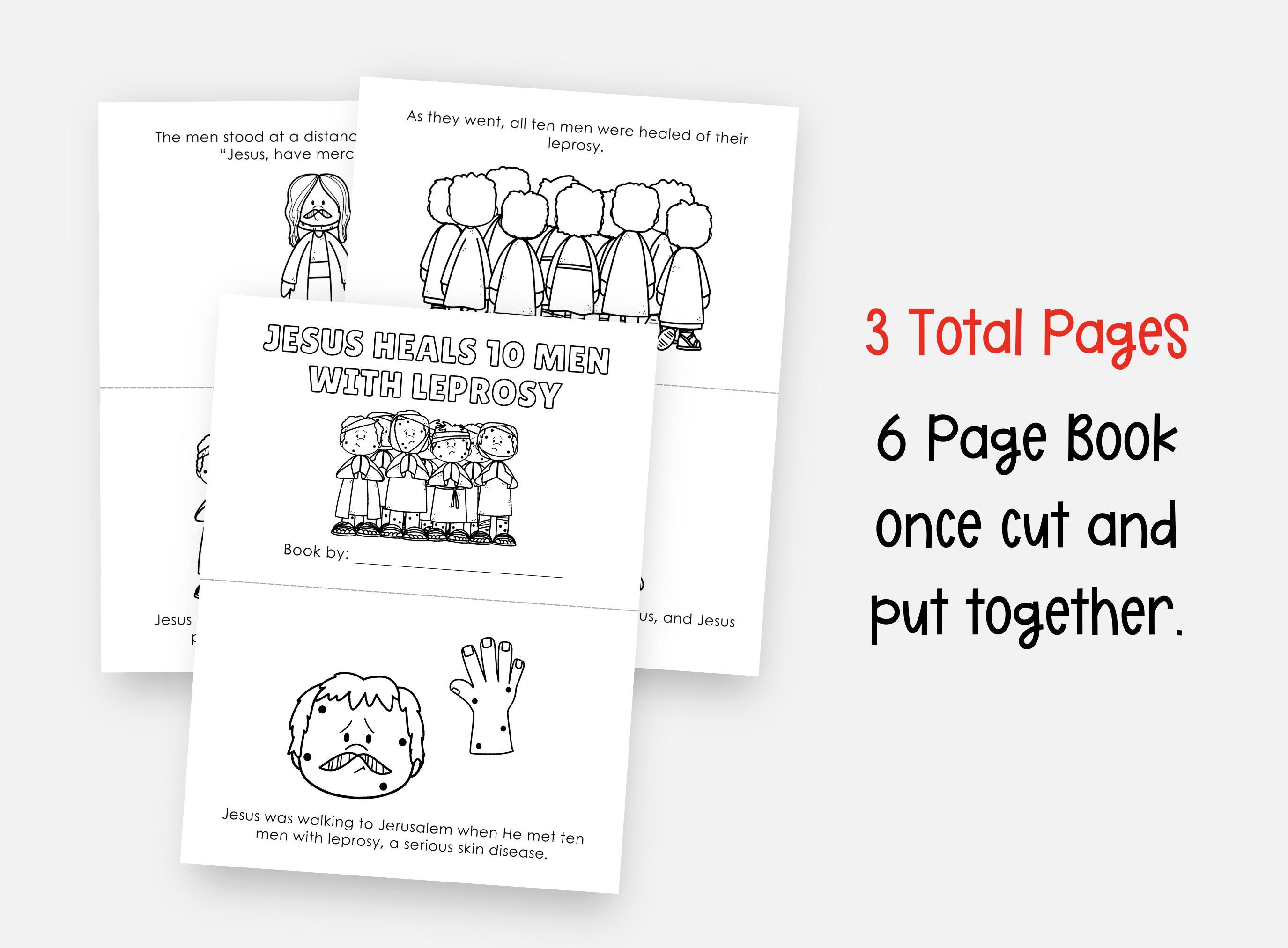 Jesus Heals 10 Men With Leprosy, Printable Mini Bible Book, Sunday ...