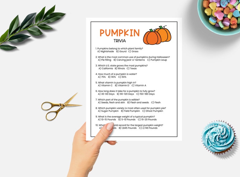 Pumpkin Trivia, Printable Halloween/thanksgiving Trivia Game, Trivia ...