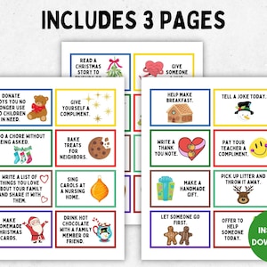 Christmas Kindness Cards, Random Acts of Kindness, 24 Days of Kindness ...