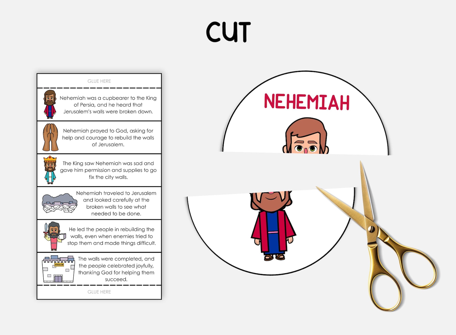 Nehemiah, Folding Surprise Bible Craft Printable, Kids Bible Study ...