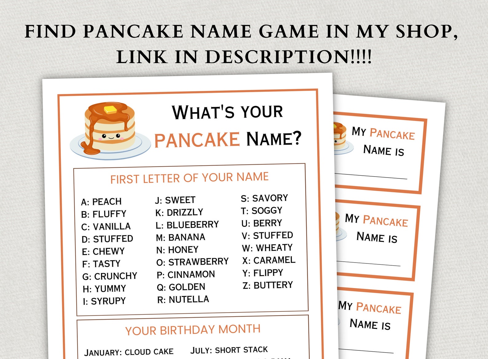 Printable Pancake Riddles, Birthday Party Game, Icebreaker, Slumber ...