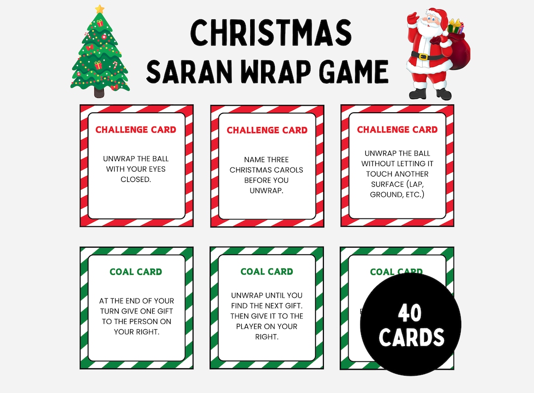 Saran Wrap Ball Game, Printable Christmas Dice Game, Wrap Trap, Fun ...