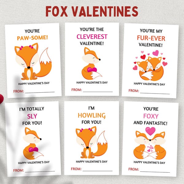 Fox Valentine Card - Etsy