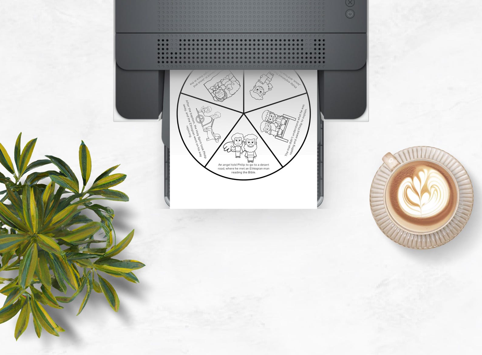 Philip and the Ethiopian, Printable Bible Lesson Coloring Wheel, Sunday ...