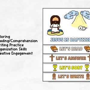Baptism of Jesus, Printable Bible Flipbook, Life of Jesus Sunday School ...