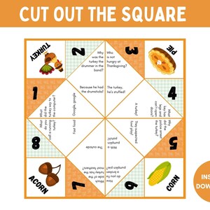 Thanksgiving Jokes Cootie Catcher, Printable Fortune Teller, Funny ...