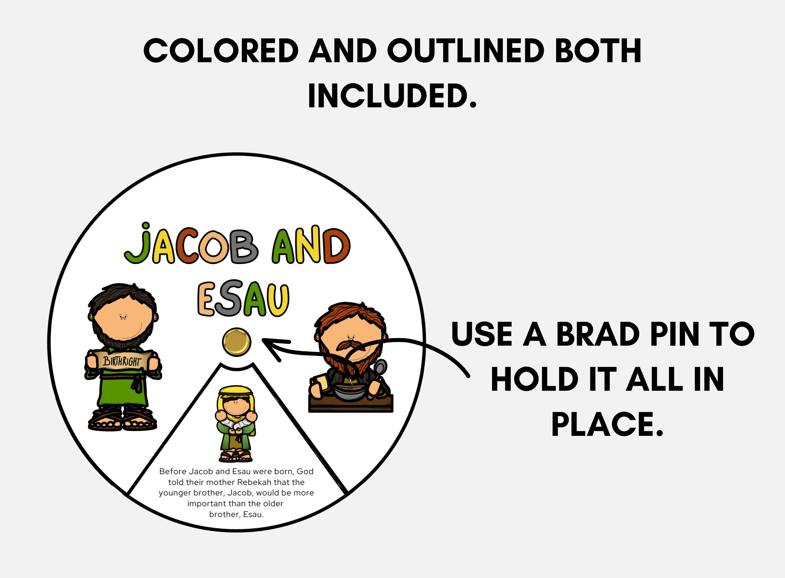 Jacob and Esau, Printable Bible Coloring Wheel, Sunday School Craft ...