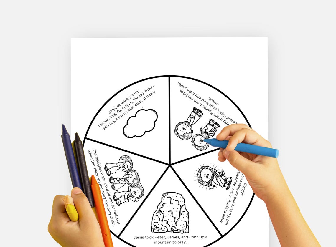Transfiguration of Christ, Printable Bible Coloring Wheel, Life of ...