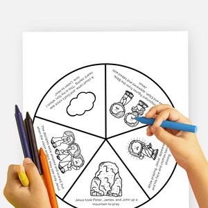 Transfiguration of Christ, Printable Bible Coloring Wheel, Life of ...