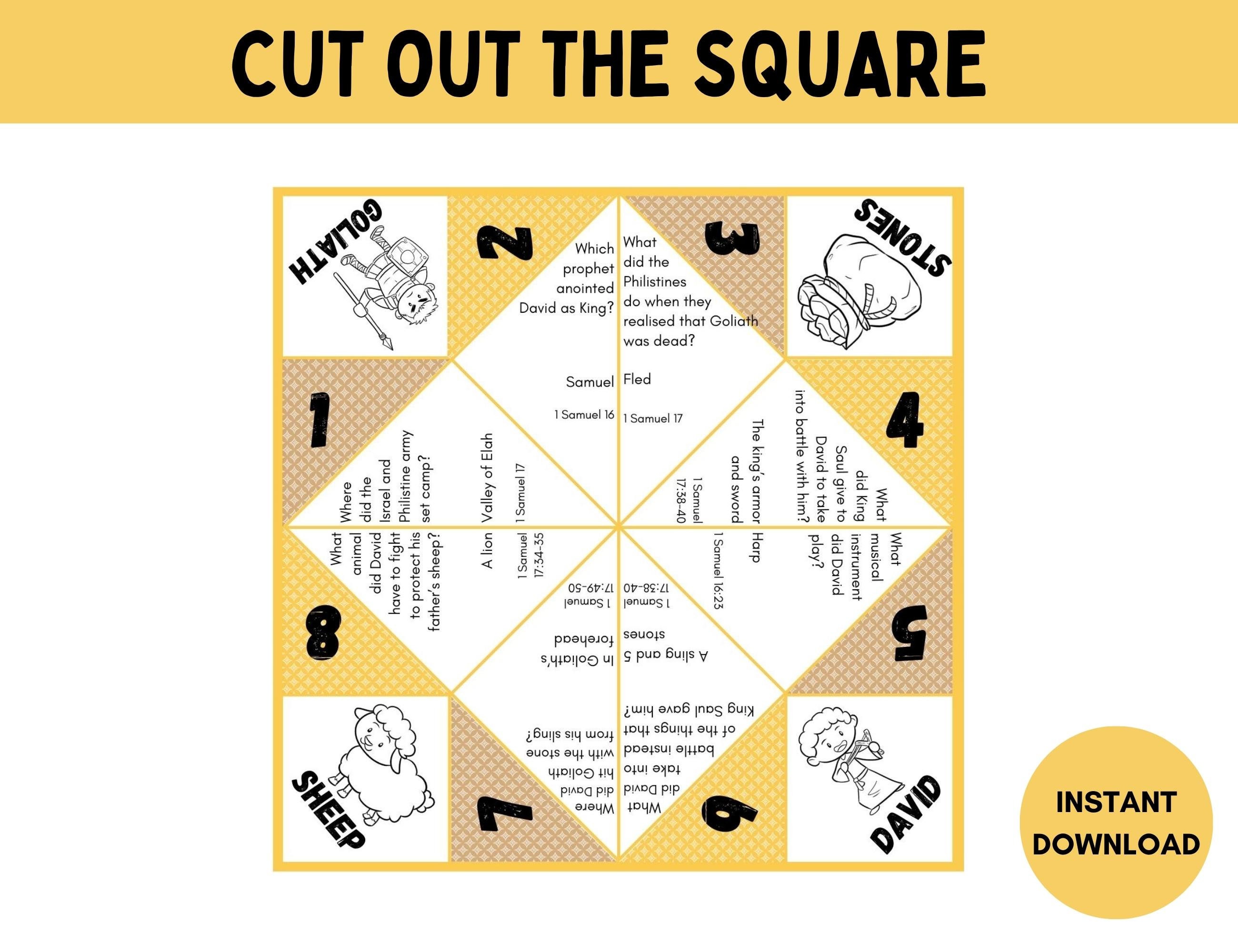 David and Goliath, Sunday School Craft, Printable Bible Craft, Cootie ...