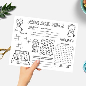 Paul and Silas, Printable Bible Activity Placemat, Sunday School, Kids ...