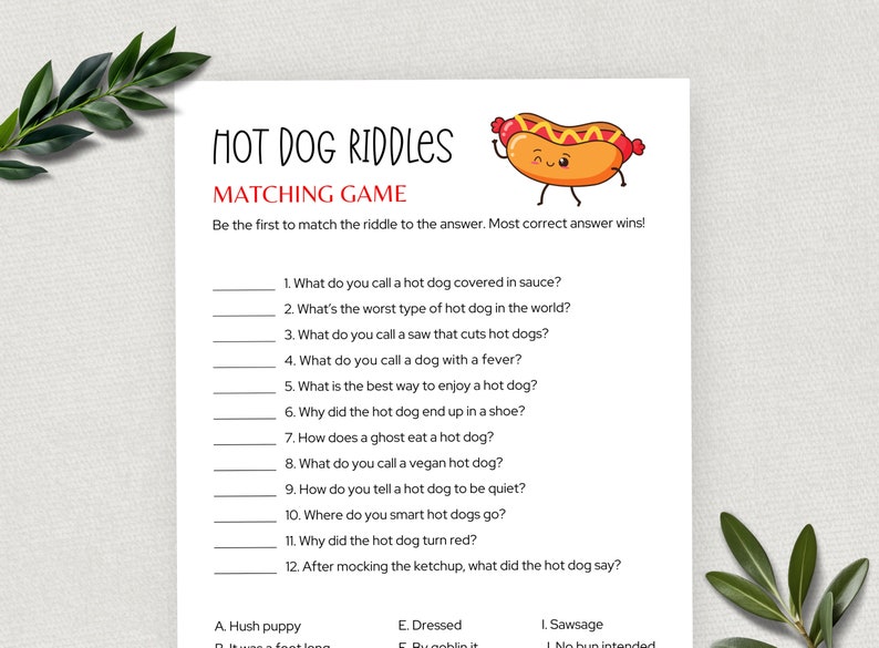 Hot Dog Riddles, Fun Hot Dog Theme Party Game for Kids and Adults ...