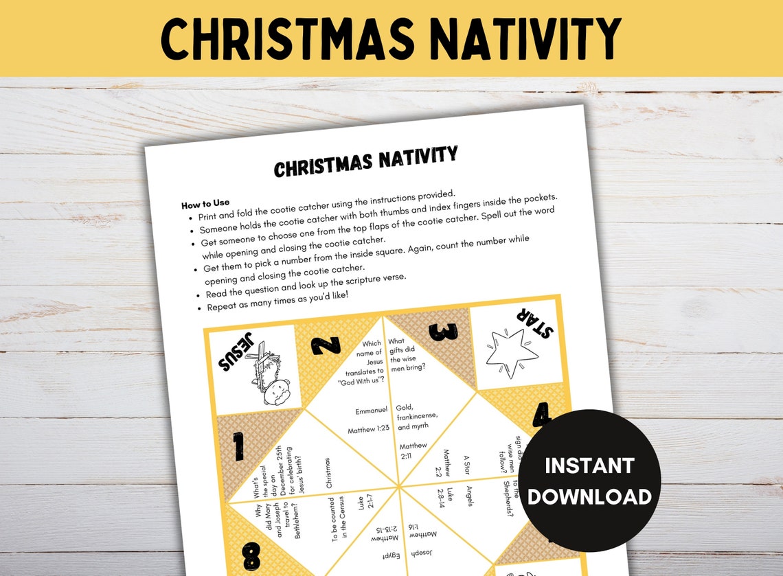 Christmas Nativity Bible Story Activity, Sunday School Craft, Birth of ...