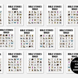 Bible Bingo, 50 Bible Stories Bingo Cards, Printable Sunday School ...