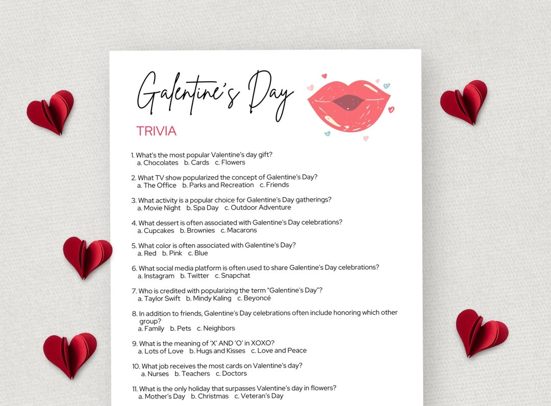Galentines Trivia Game, Printable Valentines Trivia Questions, Girls ...