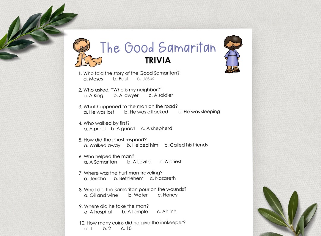 The Good Samaritan, Bible Story Trivia Game, Sunday School, Parables of ...