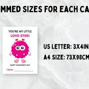 Monster Valentines, Printable Spooky Classroom Valentines, Student Gift ...