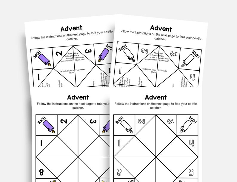 Christmas Advent, Printable Bible Cootie Catcher, Sunday School Craft ...