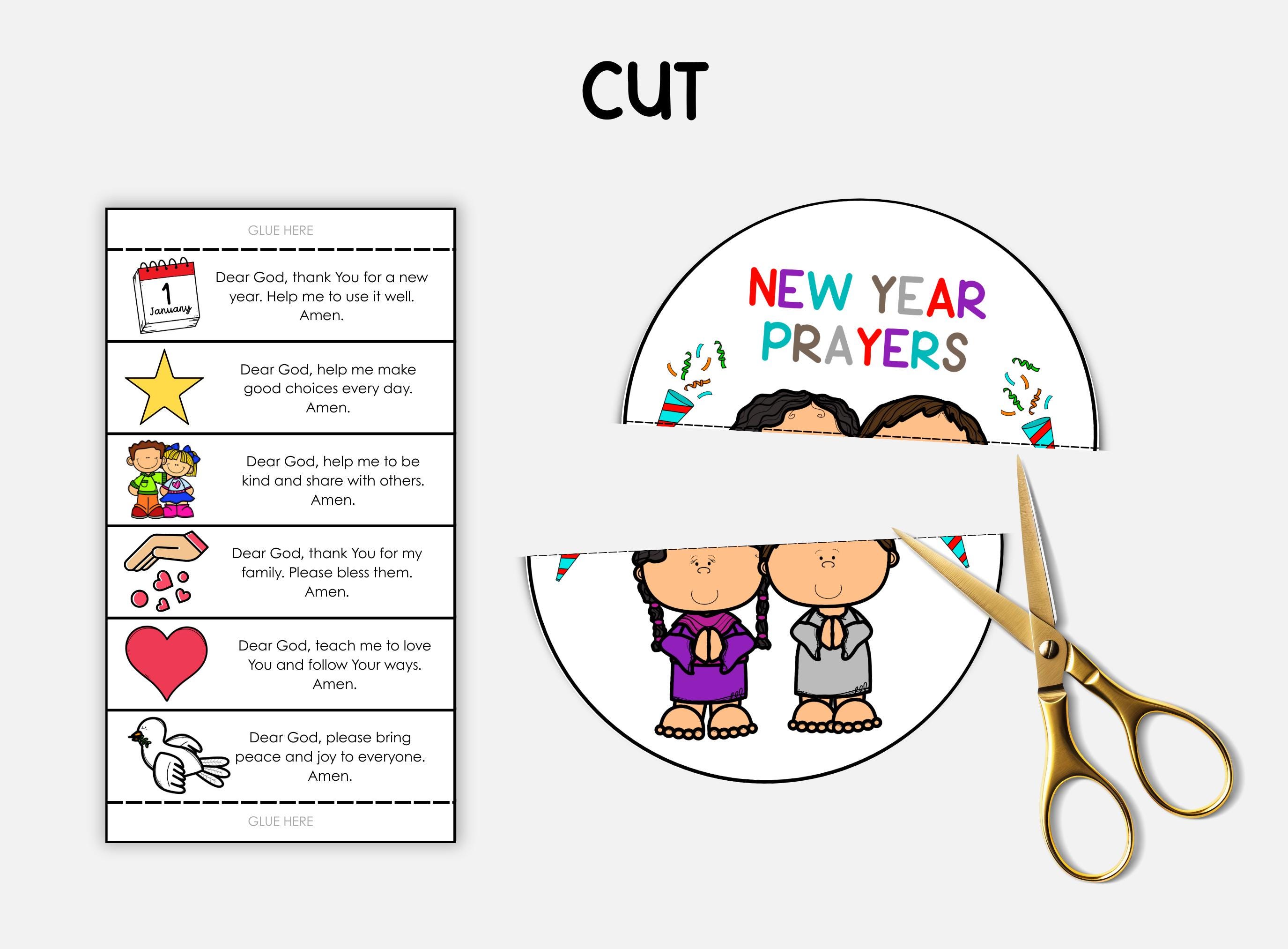 New Year Prayers, Christian New Year, Folding Surprise Craft Printable ...