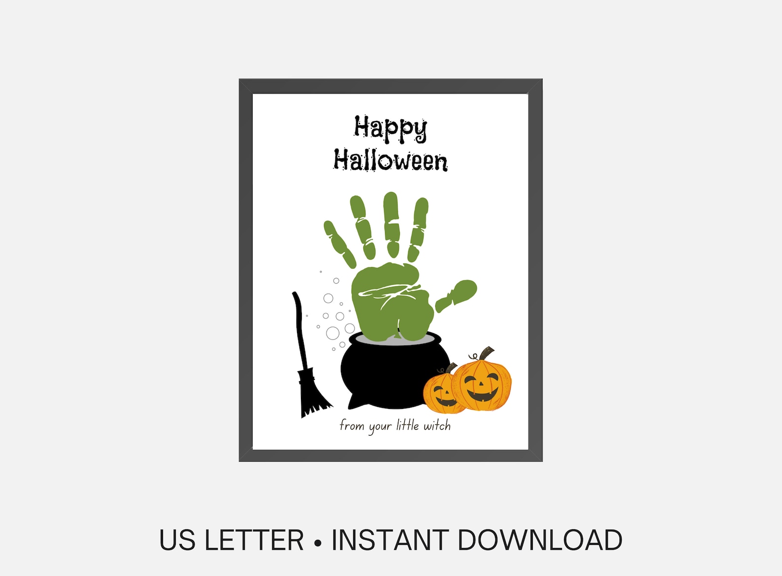 Halloween Handprint Art, Printable Baby Footprint Craft, Toddler ...