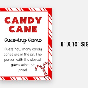 Candy Cane Guessing Game Sign, Guess How Many Candy Canes in the Jar ...