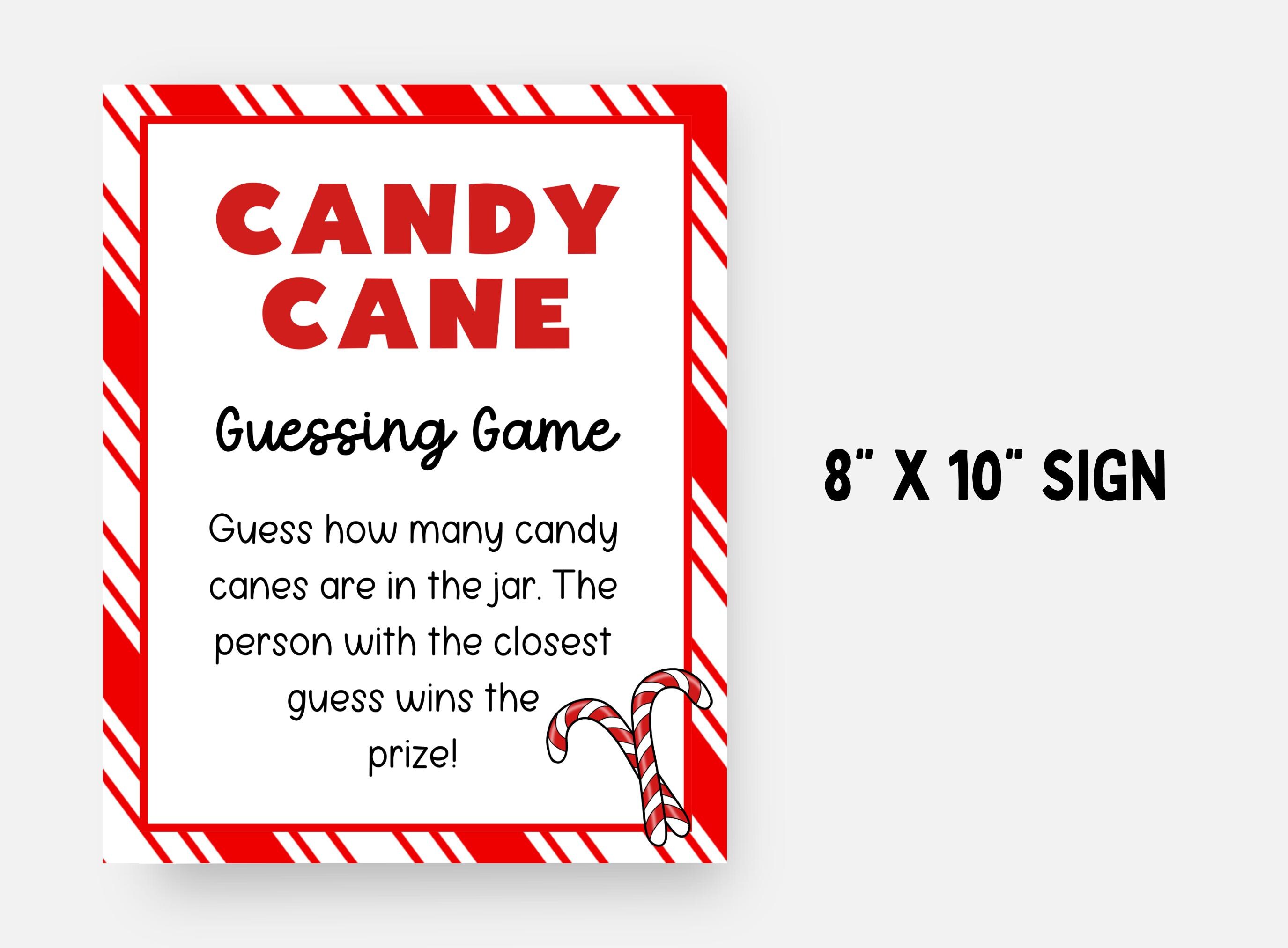 Candy Cane Guessing Game Sign, Guess How Many Candy Canes in the Jar ...