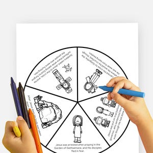 Crucifixion of Jesus, Printable Bible Coloring Wheel, Sunday School ...