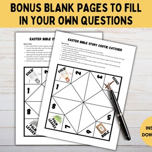 Easter Bible Story Cootie Catcher, Printable Cootie Catcher, Sunday ...